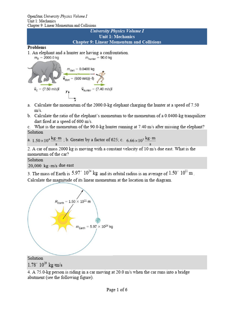 UniversityPhysicsVolume1-Ch09 Sample Problems | PDF | Momentum | Force