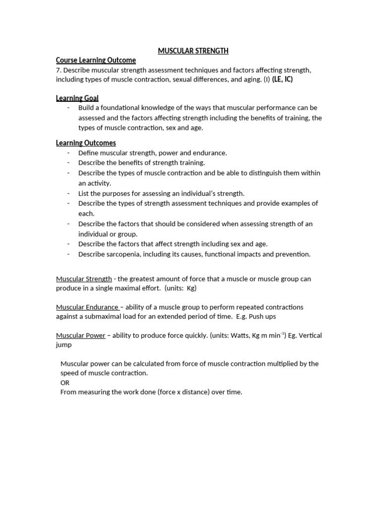 Week 5 Muscular Strength | PDF | Strength Training | Skeletal Muscle