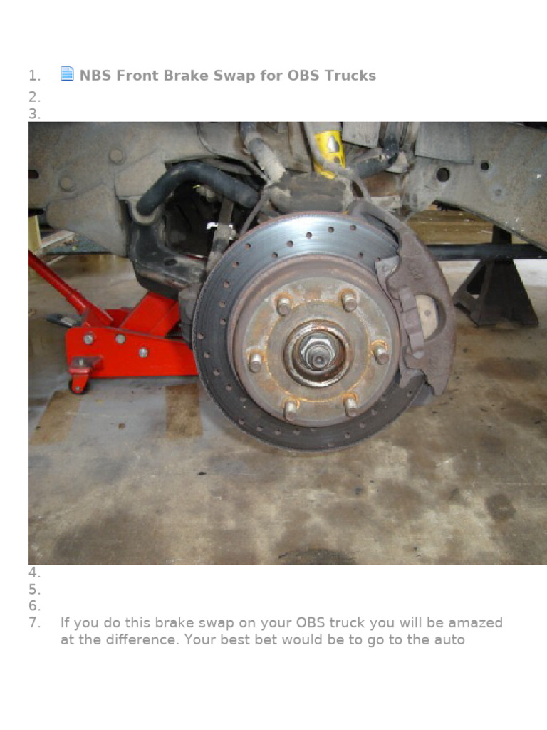 NBS Front Brake Swap for OBS Trucks | PDF | Axle | Brake
