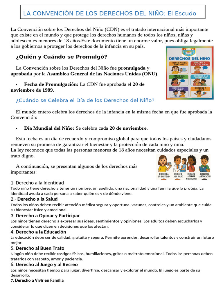 Derechos del Niño: Convención y Celebración | PDF | Derechos de los ...