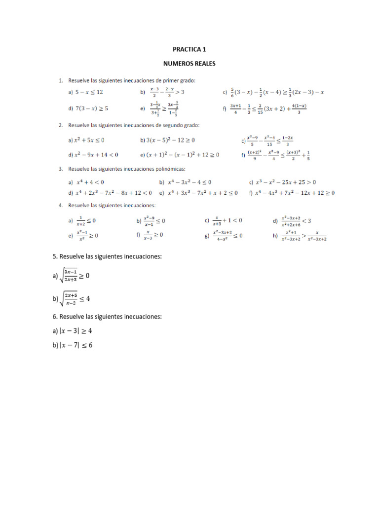 Practica 1 Numeros Reales | PDF