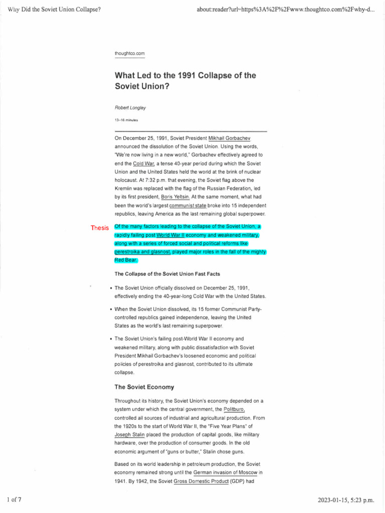 End of The Cold War Collapse of The USSR Articles | PDF | Soviet Union ...