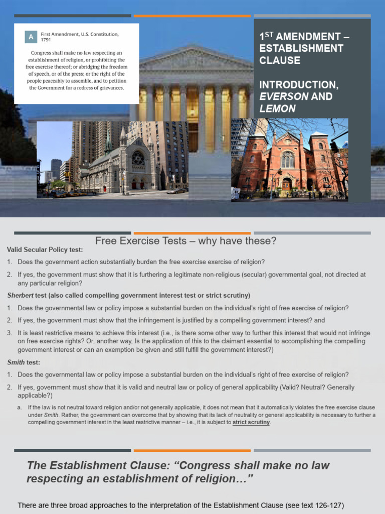 Understanding the Establishment Clause | PDF | Establishment Clause ...