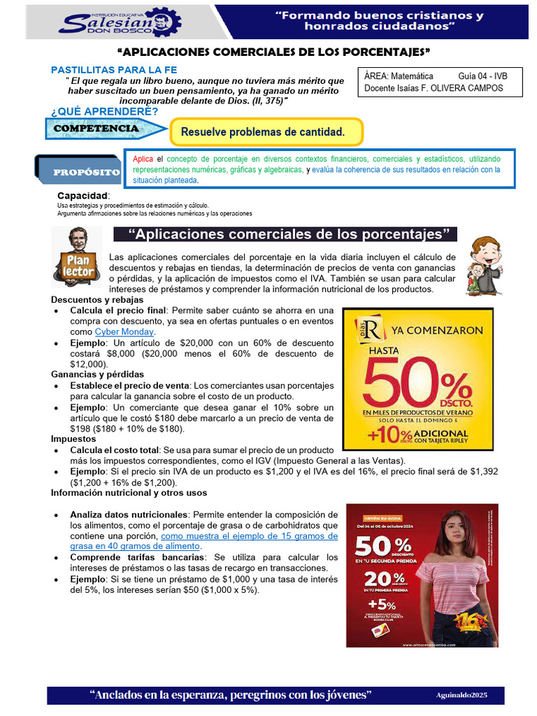 guia_de_aprendizaje_04-IVB-porcentajes_2 | PDF | Porcentaje | Precios