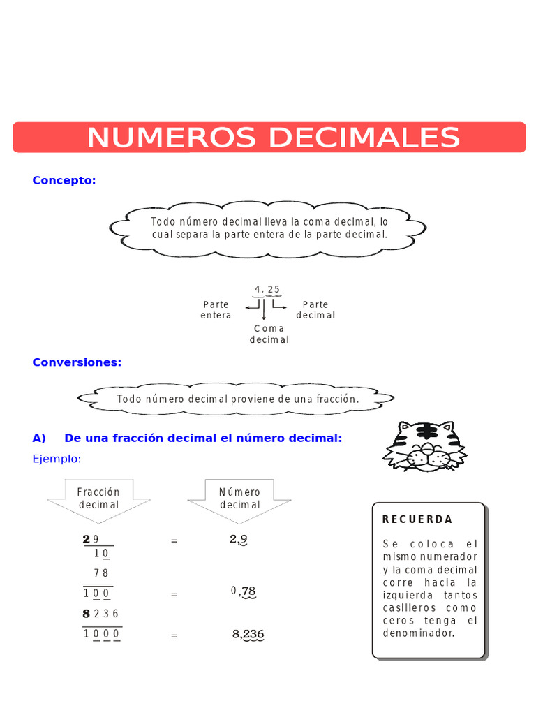 Conversión de Números Decimales y Fracciones | PDF | Decimal | División ...