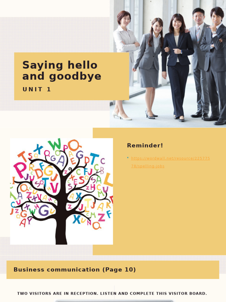 Saying Hello and Goodbye | PDF