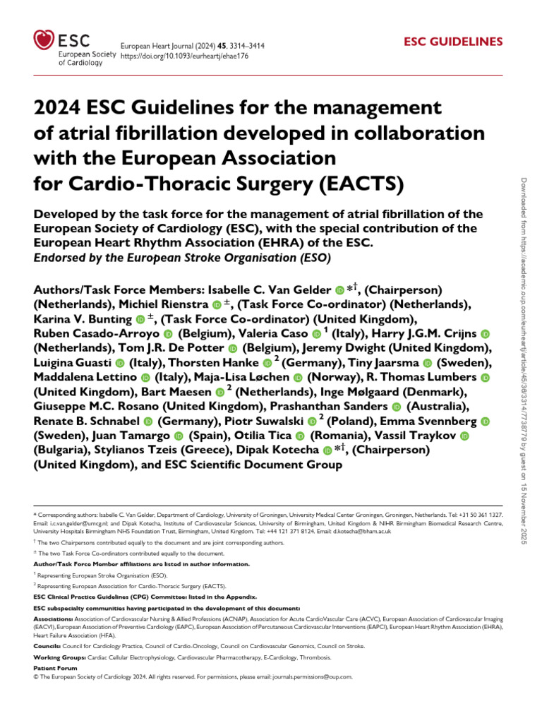 Atrial Fibrillation Guideline 2024 | PDF | Heart Failure | Stroke
