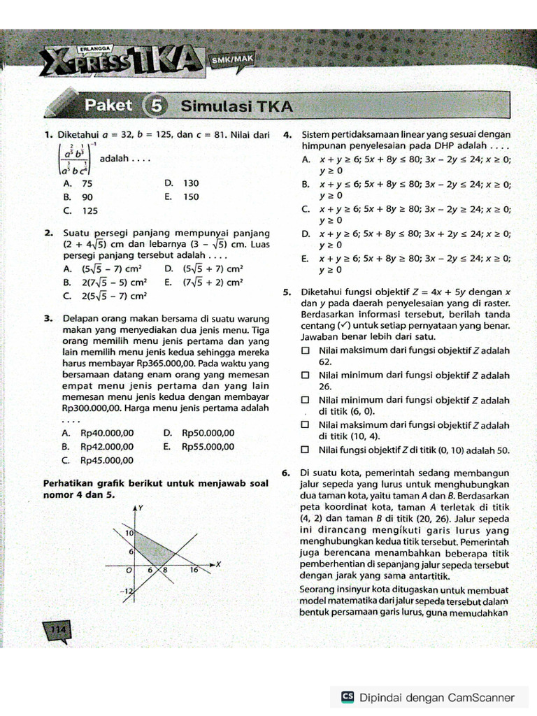 Paket 5 Simulasi TKA - MTK | PDF