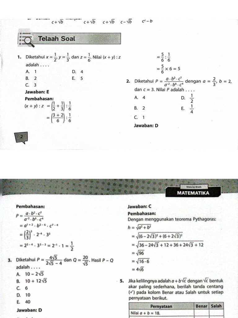 Contoh Soal - MTK | PDF