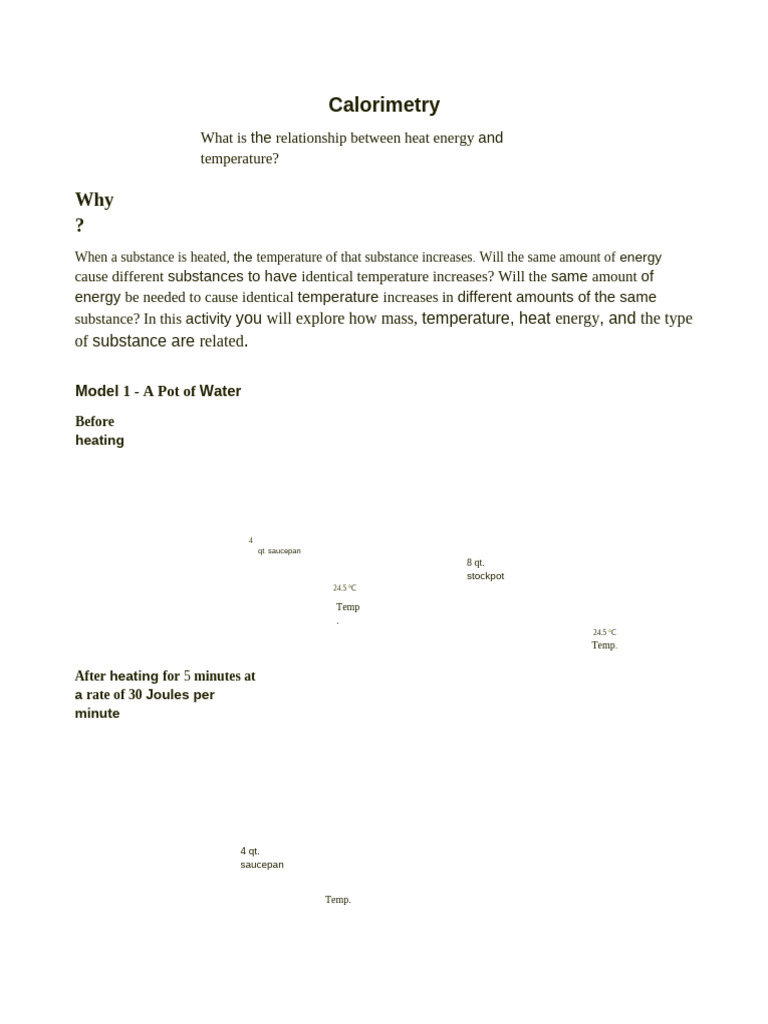 Calorimetry POGIL | PDF | Heat | Heat Capacity