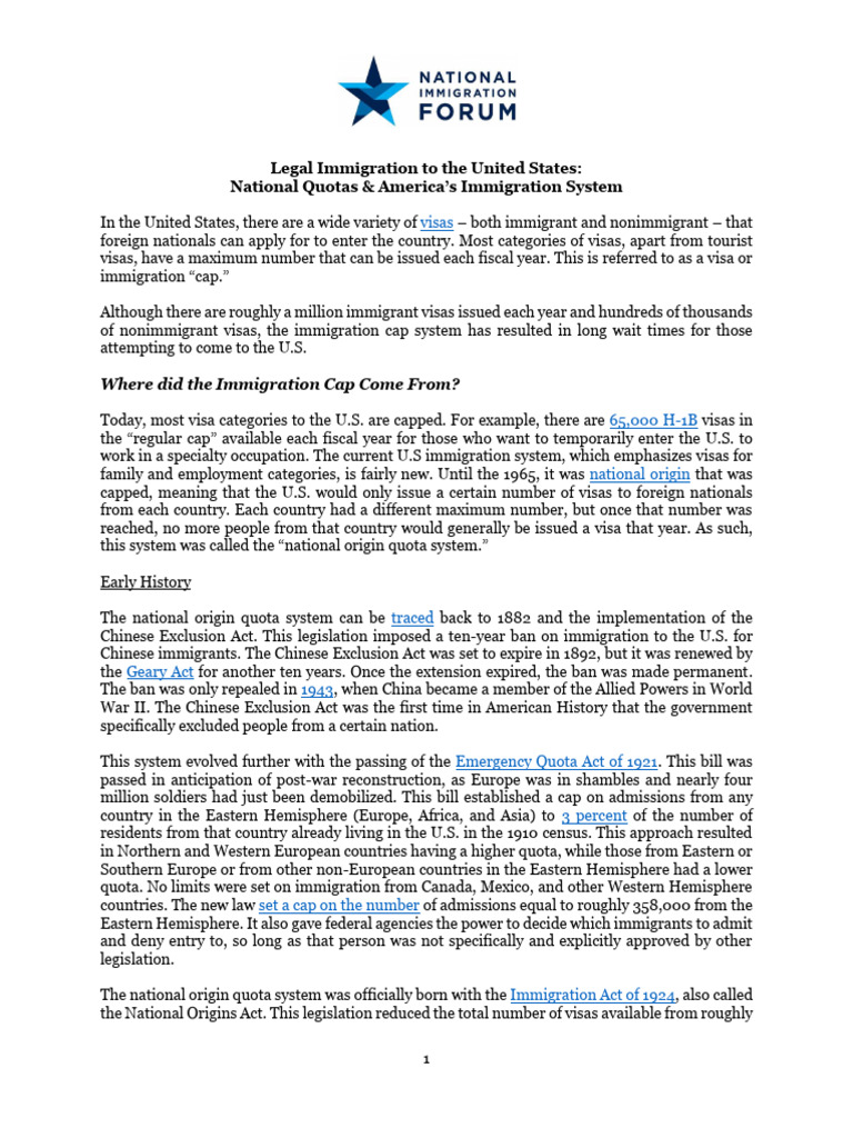 Legal Immigration To The United States - 1.31.24 - 2 | PDF | H 1 B Visa ...