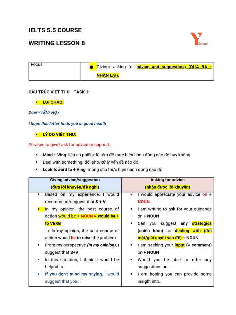 Writing Task 1 - Lesson 8 | PDF