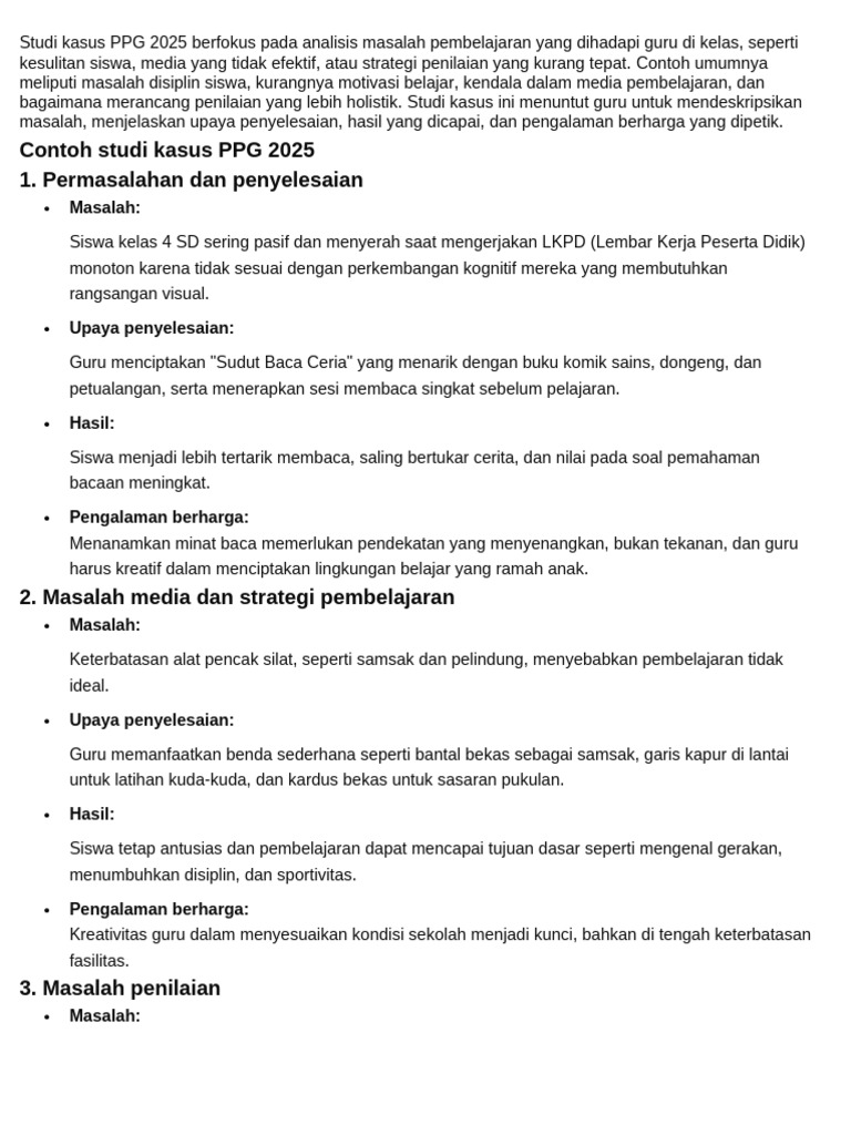 Studi Kasus PPG 2025 | PDF
