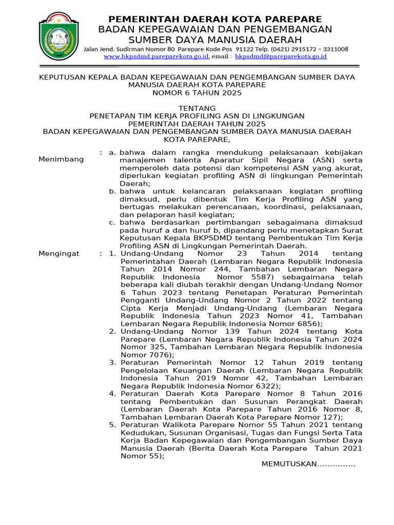 SK Kegiatan Profiling | PDF