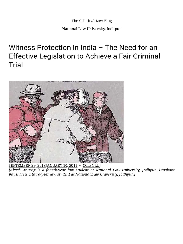 Witness Protection in India - The Need For An Effective Legislat | PDF ...
