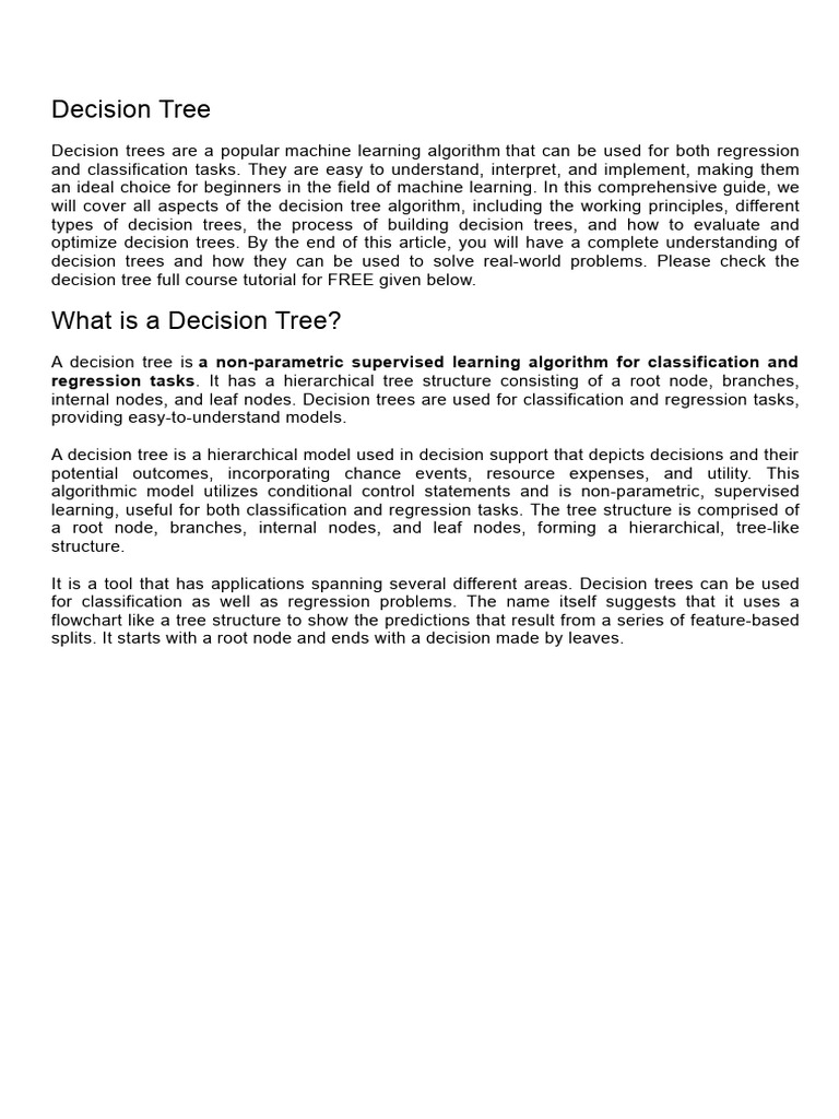 Decision Tree | PDF | Algorithms | Machine Learning