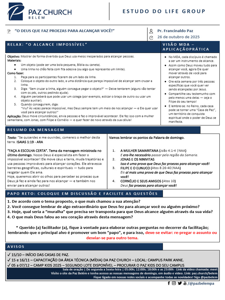 2025-10-26 - Estudo Do Lifegroup Br - o Deus Que Faz Proezas Para ...