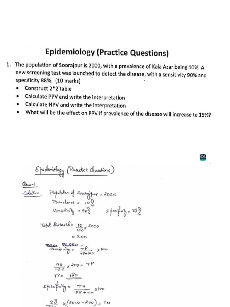 Epidemiology Qus With Solutions | PDF
