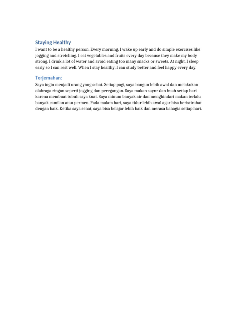Staying Healthy With Translation Grade5 | PDF