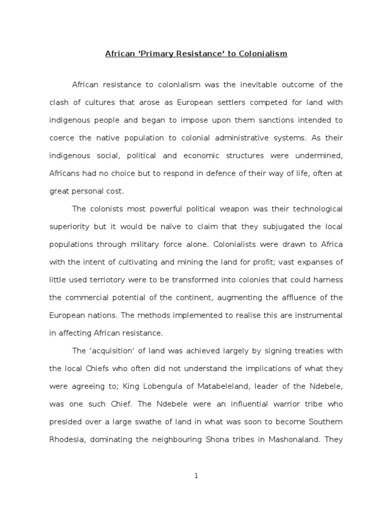 Early African Resistance To Colonialism | PDF | Colonialism