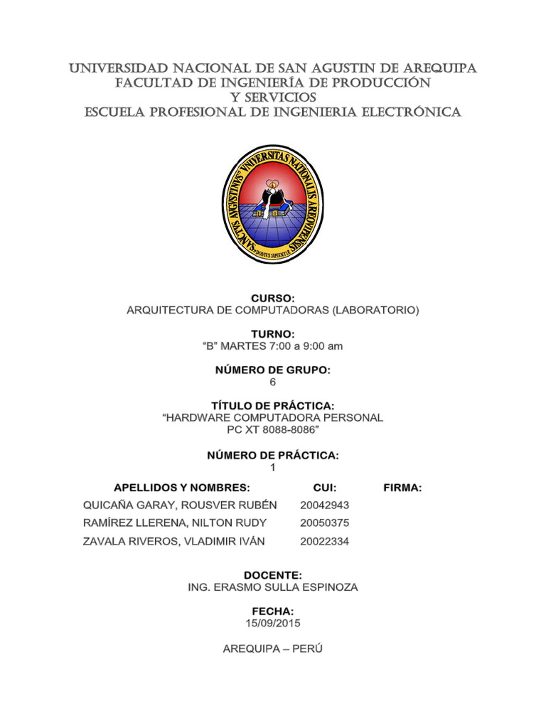 Hardware y Arquitectura PC XT 8088-8086 | PDF | Unidad Central de ...