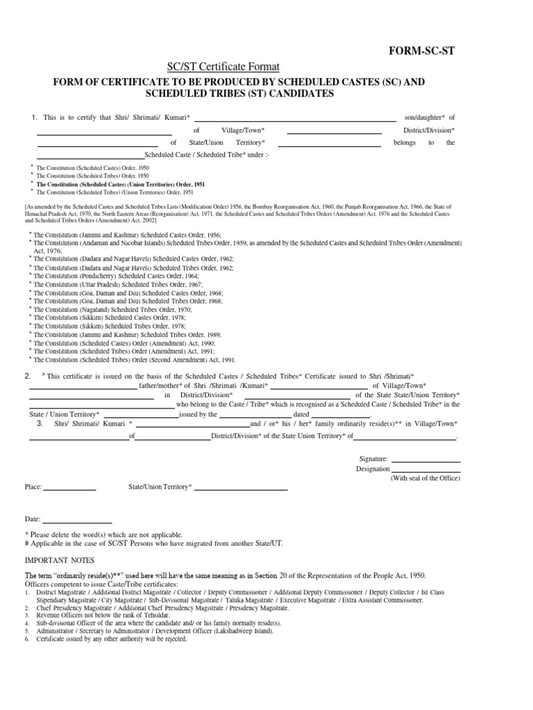 Central Caste Format | PDF | Government Of India | Politics Of India