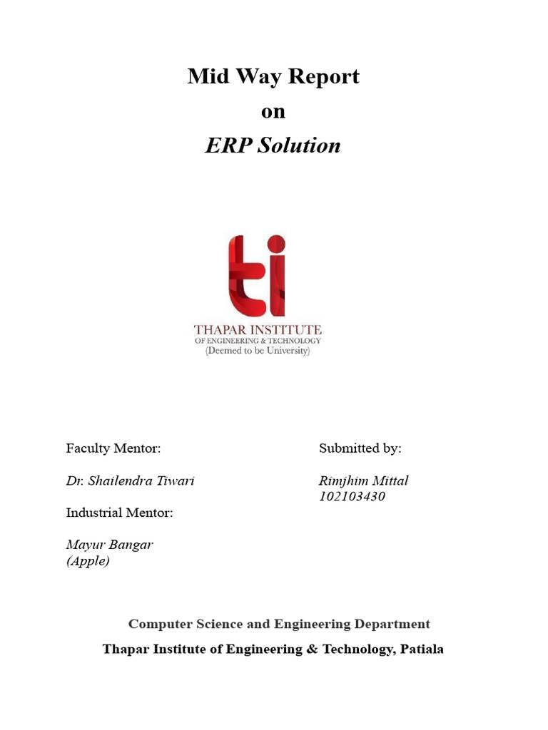 Mid Way Report File | PDF | Enterprise Resource Planning | User Interface