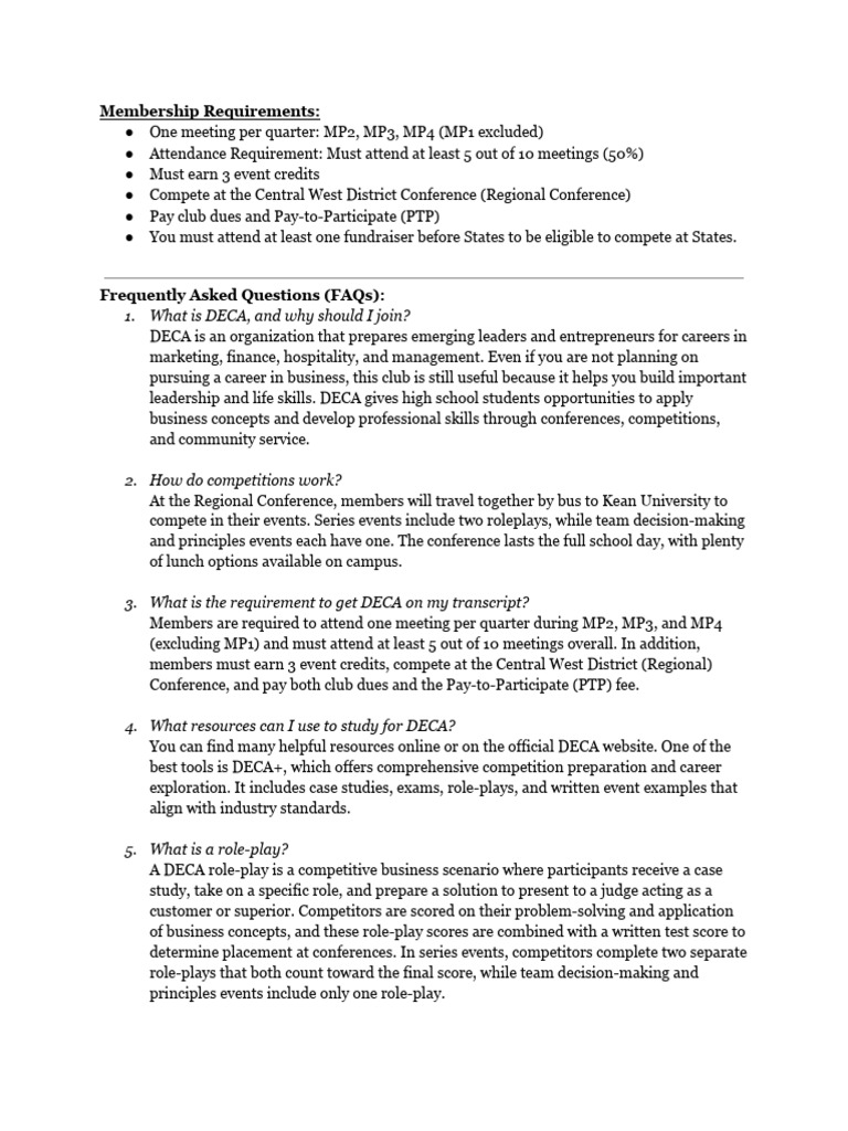 FAQ & Club Membership Requirements 2025-2026 | PDF