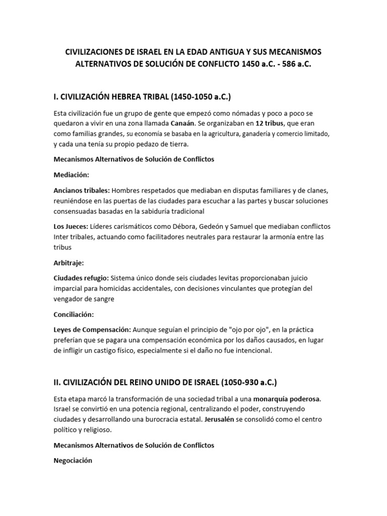 CIVILIZACIONES DE ISRAEL EN LA EDAD ANTIGUA Y SUS MECANISMOS ...