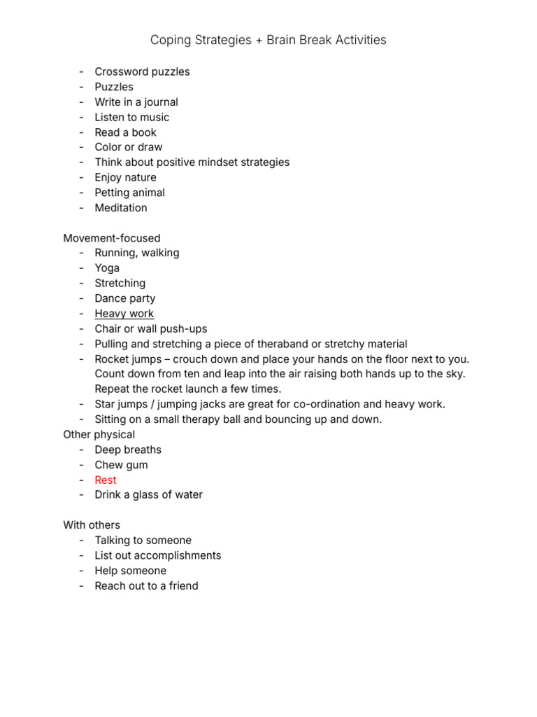 Self-Regulation Coping Strategies | PDF