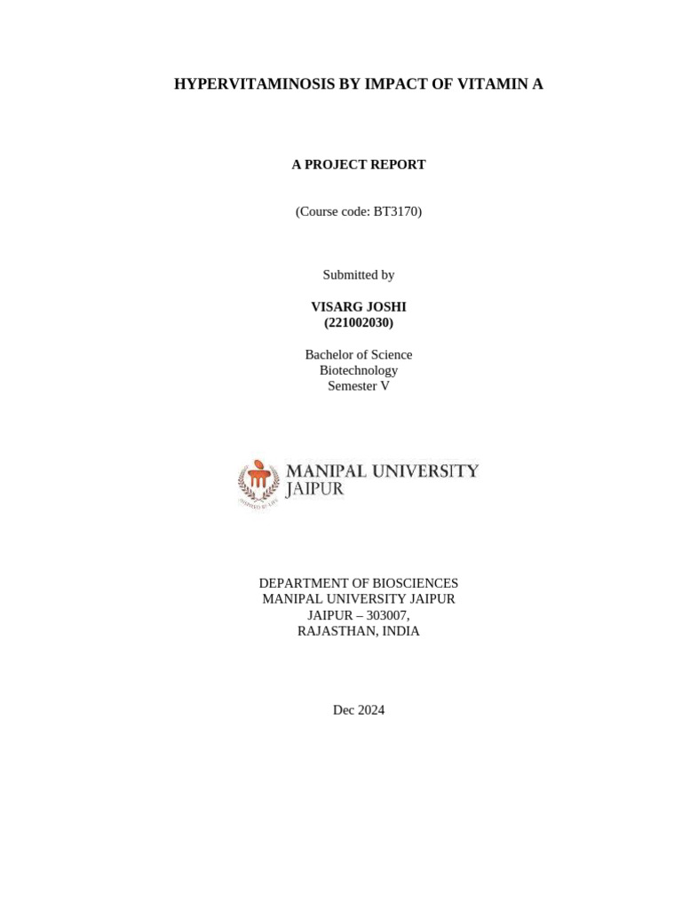 Visarg.221002030.DSE - Project Report 2024-25 | PDF | Vitamin A | Vitamin
