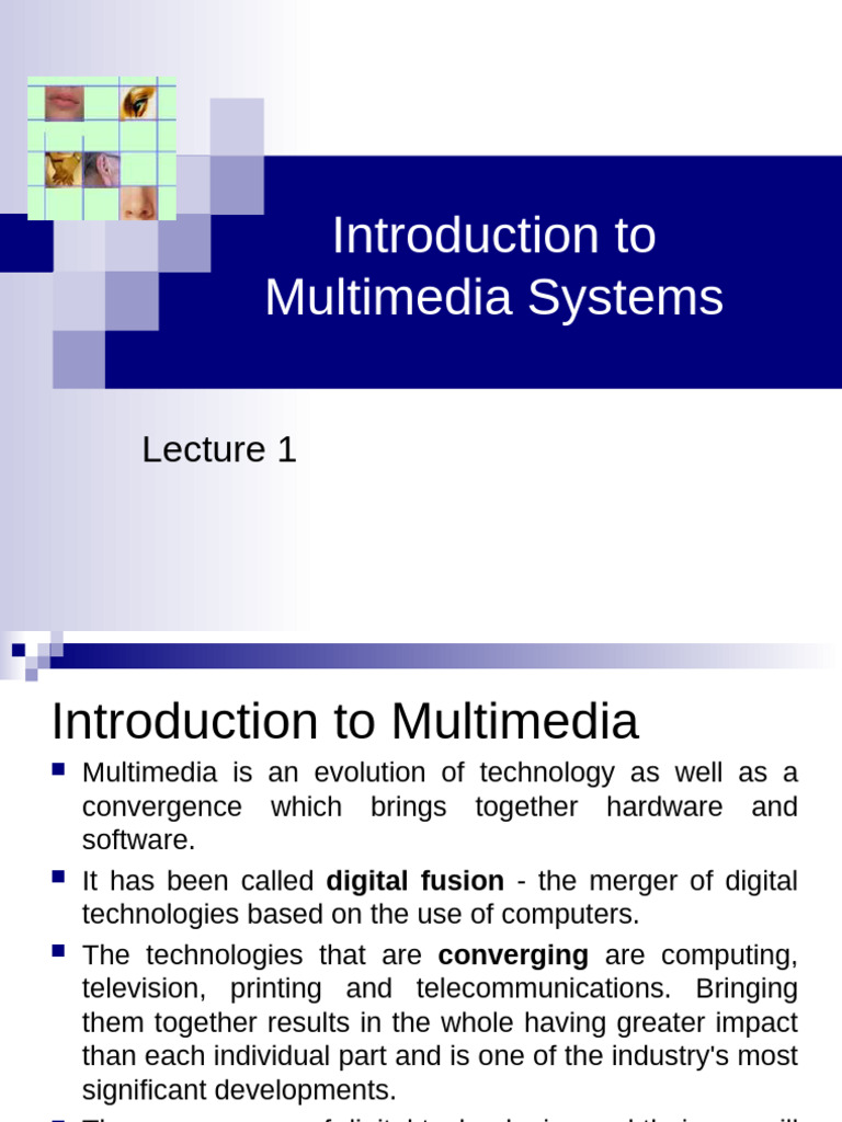 Lecture 1-Multimedia Systems Basics | PDF | Multimedia | Graphics