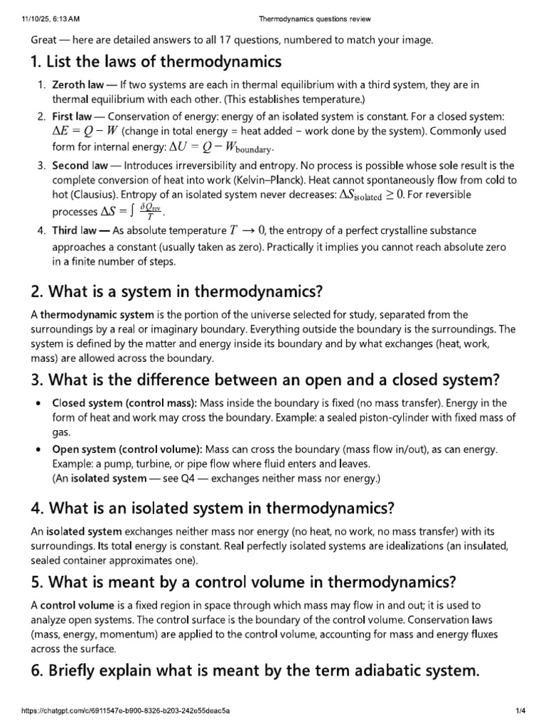 Intro To Thermodynamics Quiz | PDF