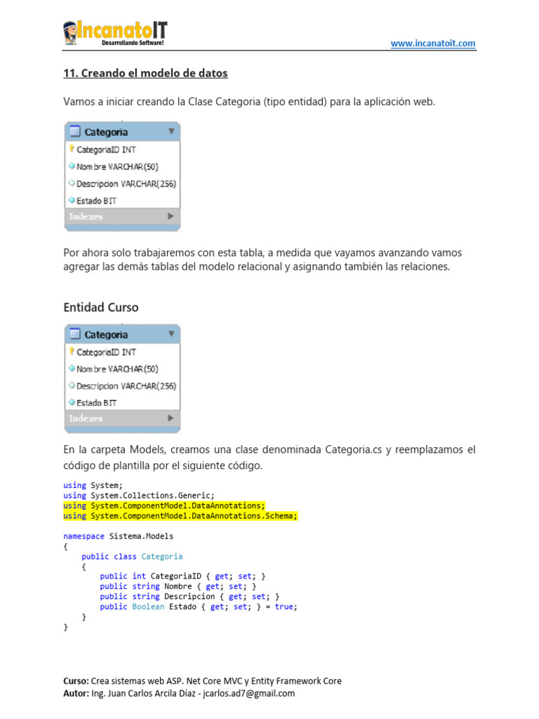 Creando El Modelo de Datos | PDF | Marco de la entidad | Desarrollo de ...