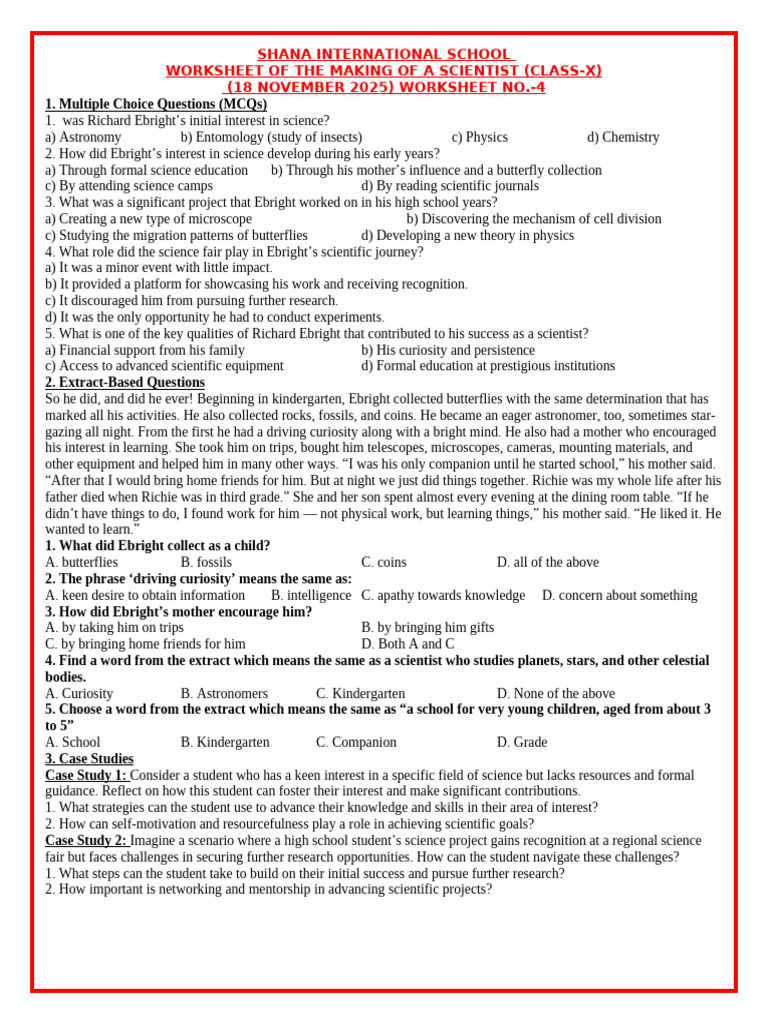 Richard Ebright: Science Journey Worksheet | PDF | Science | Scientist
