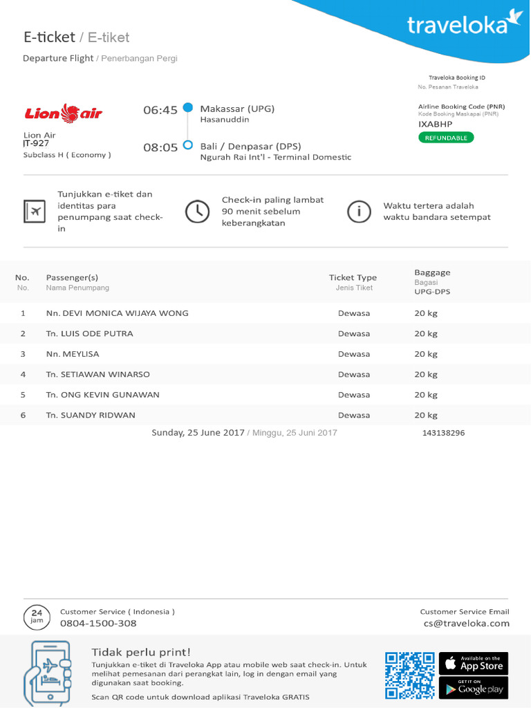 Saya sedang berbagi '396172887-Contoh-beli-tiket-di-traveloka' dengan Anda | PDF