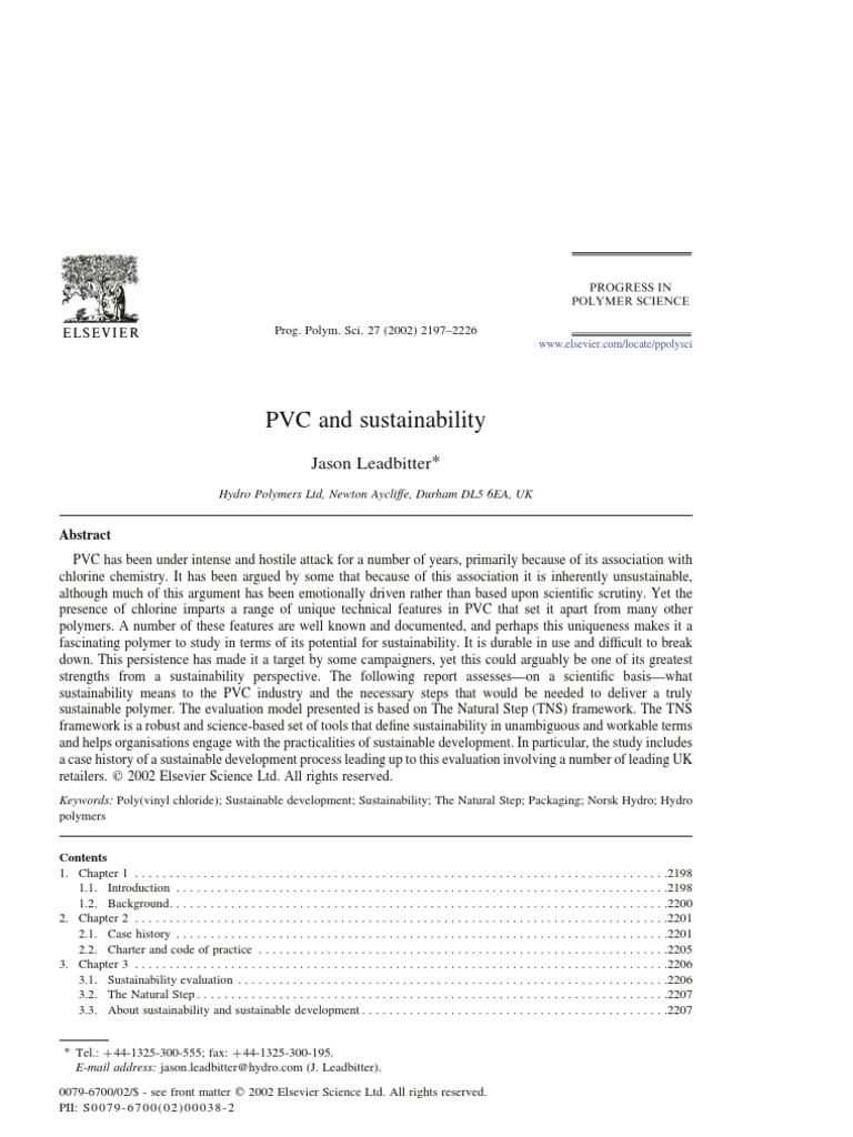 PVC and Sustainability | PDF | Polyvinyl Chloride | Sustainability