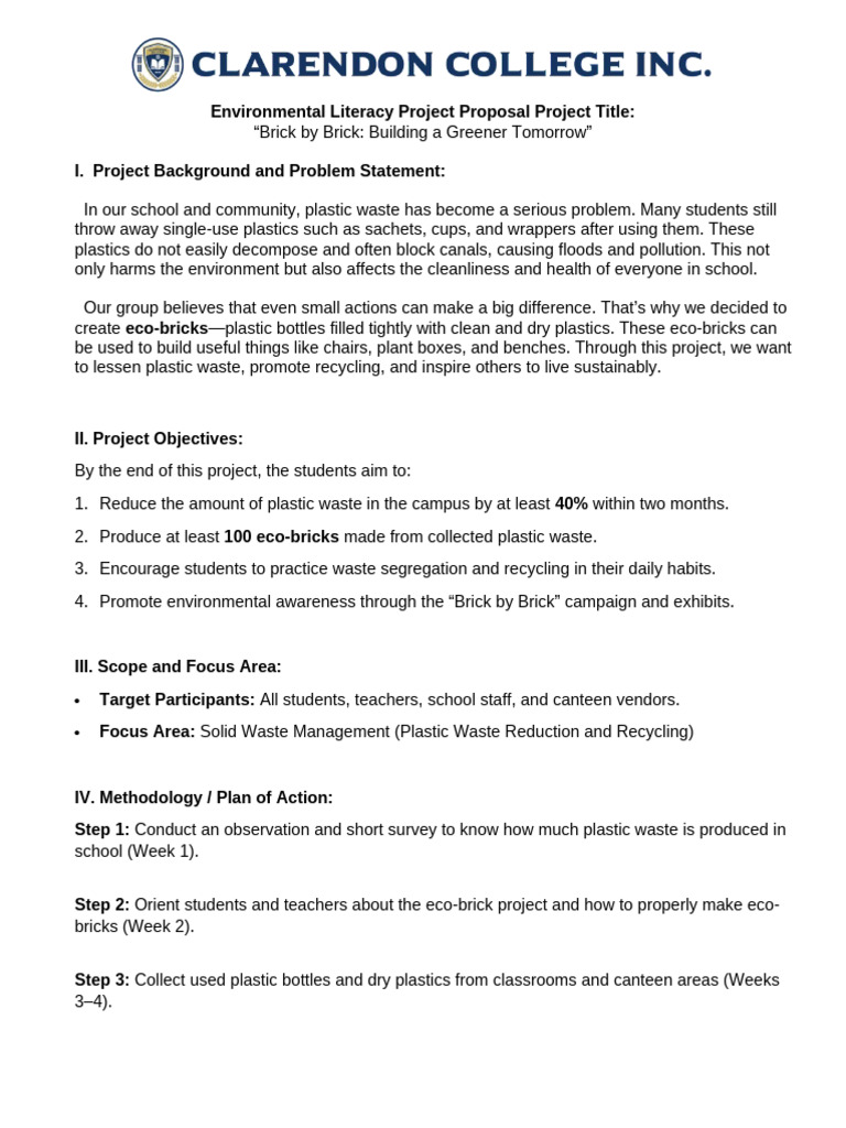 Project Proposal | PDF | Waste | Recycling