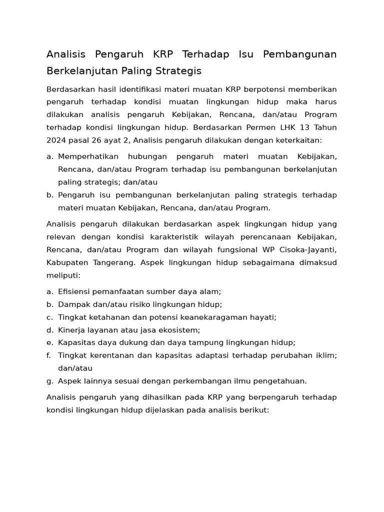 Analisis KRP dan Lingkungan Hidup | PDF
