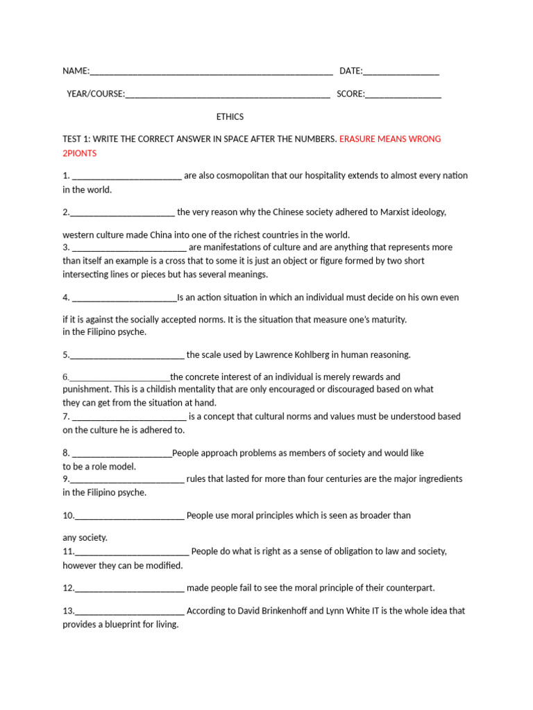 Ethics Retake Midterm | PDF | Reason | Liberal Arts Education