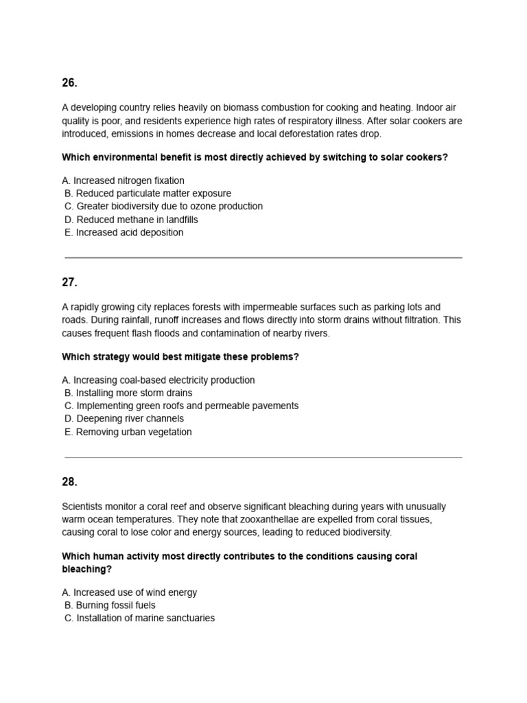 College Level Environmental Science Practice Questions | PDF ...