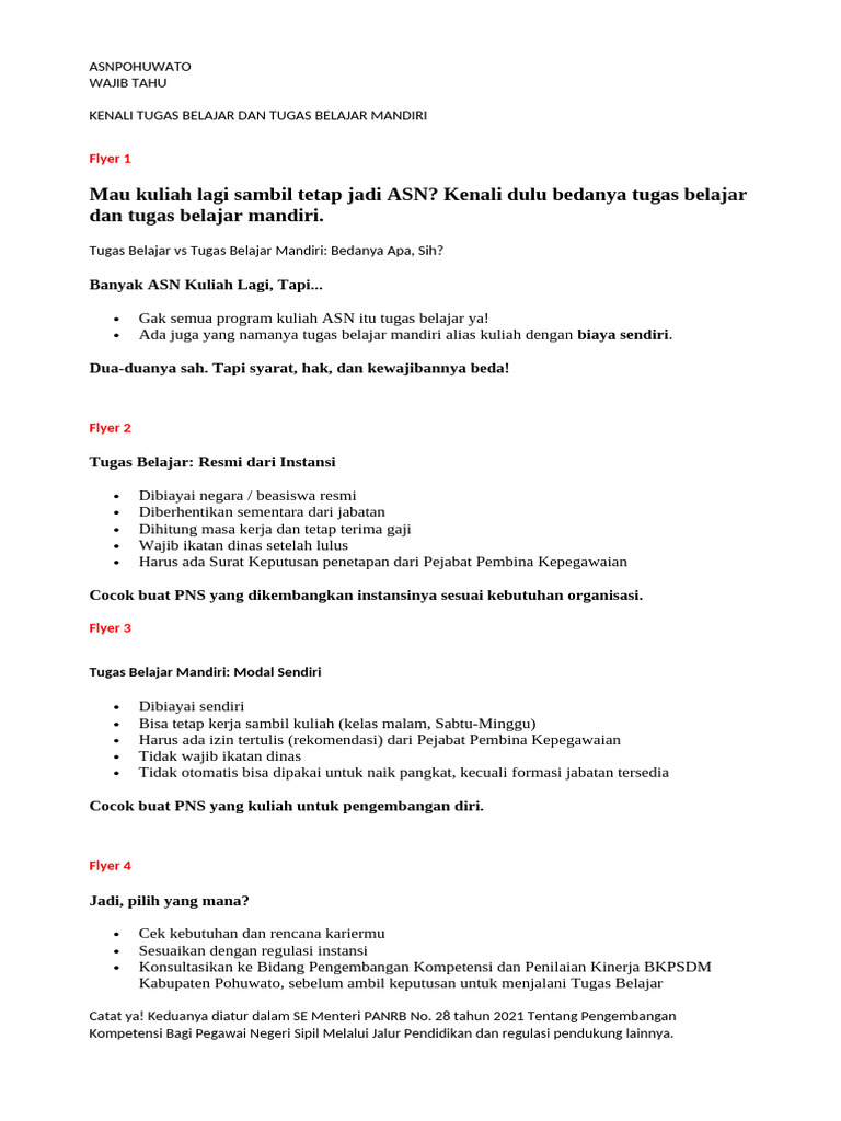 WajibTahu - Tugas Belajar PNS | PDF