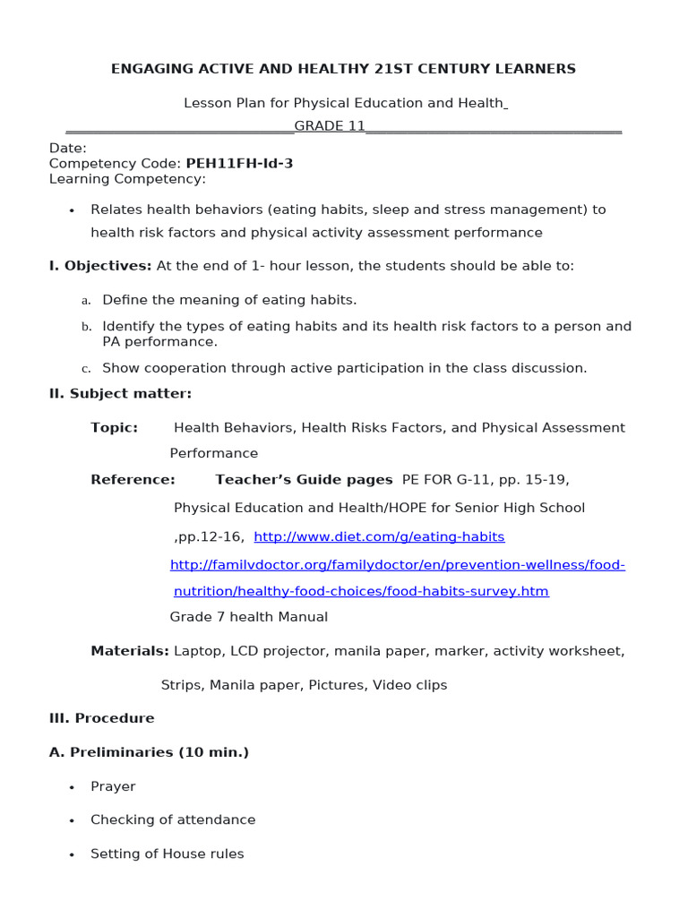 AARON'S LESSON PLAN1 | PDF | Dieting | Obesity