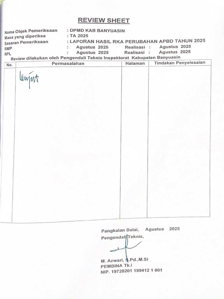 Reviu Sheet Rka Dpmd | PDF