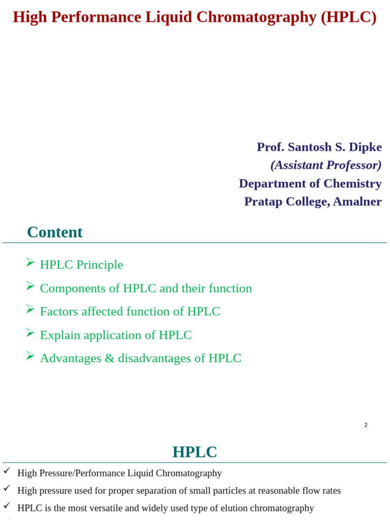 HPLC - Lecture HPLC Techniques and Parts Introduction | PDF ...