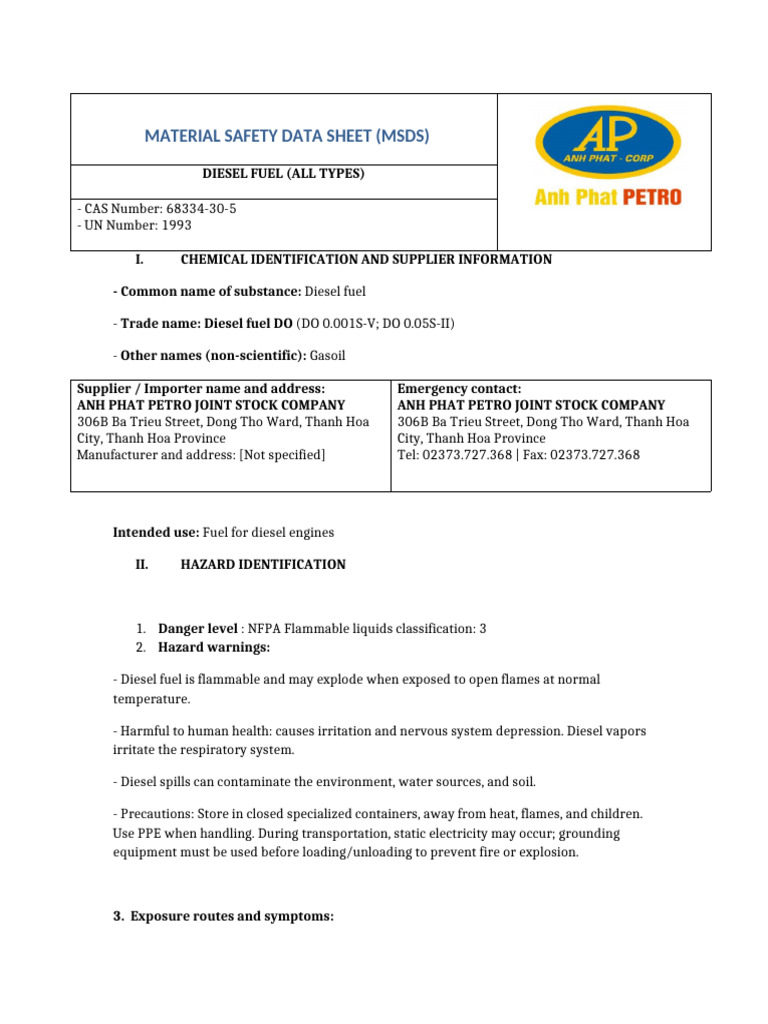 MSDS English | PDF | Firefighting | Personal Protective Equipment
