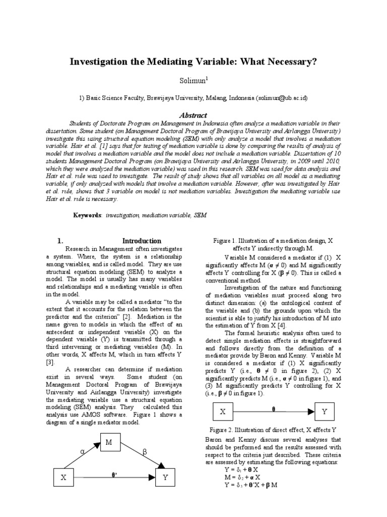 Investigating Mediating Variables in SEM | PDF | Multivariate ...