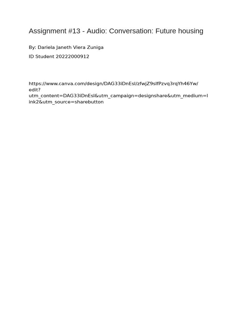 Future Housing Conversation Assignment | PDF