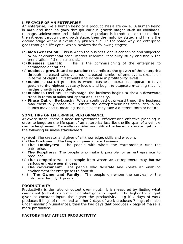 Lesson 12 - Life Cycle of An Enterprise... Adv - Sec... Ctti | PDF ...