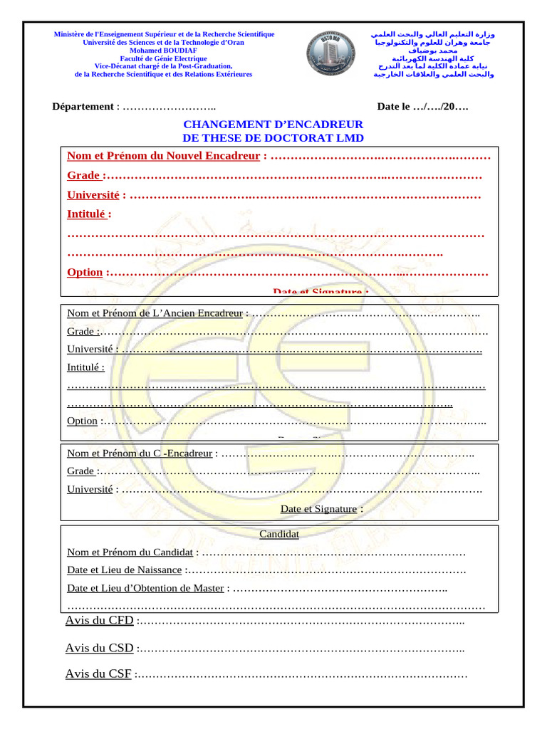 Changement Encadreur DLMD | PDF